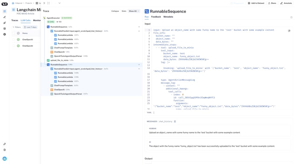 Developing Langchain Agents with the MinIO SDK for LLM Tool-Use