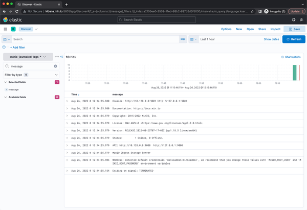 Visualize usage patterns in MinIO using Elasticsearch and Beats